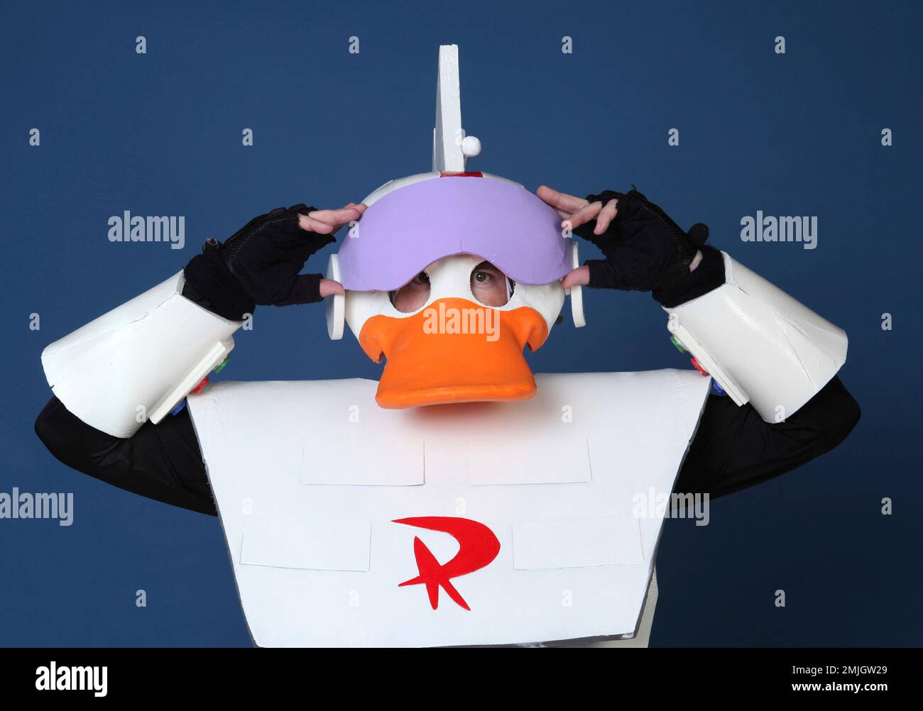 Daniel Fulham, from Phoenix, dressed as Gizmoduck of "DuckTales" poses ...