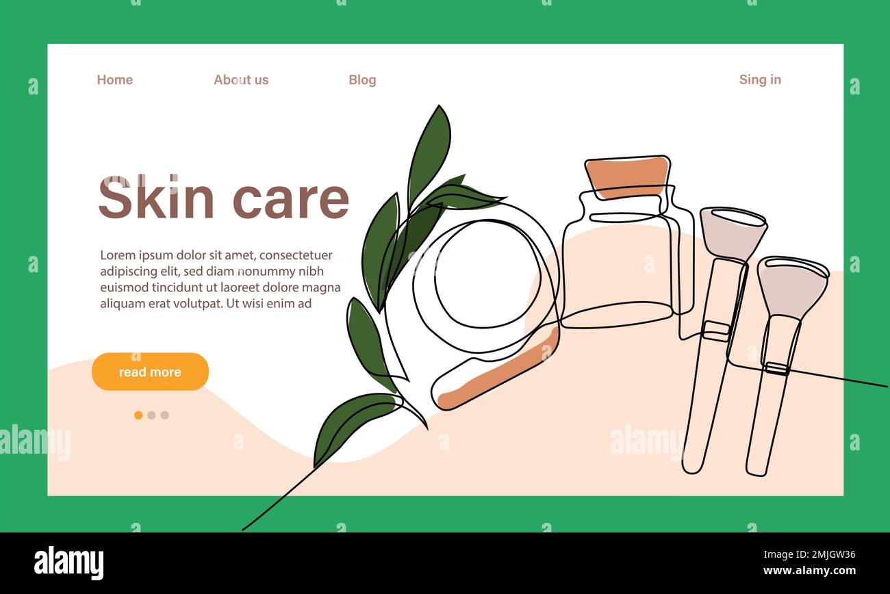 Skin care concept. Landing page template. Morning routine. Bath time ...
