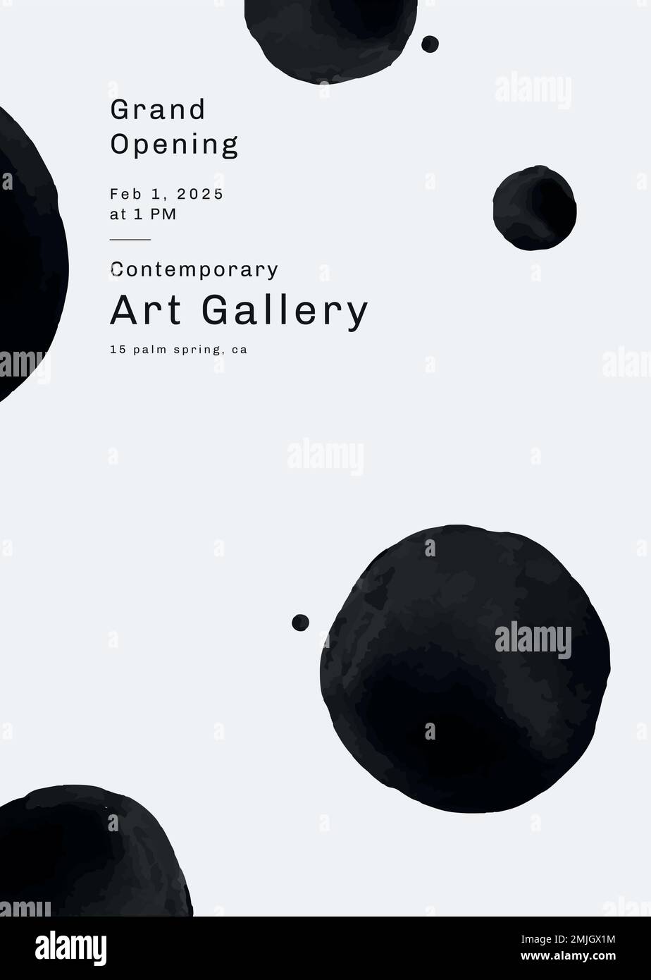 Editable poster template vector with ink brush pattern for art gallery ...