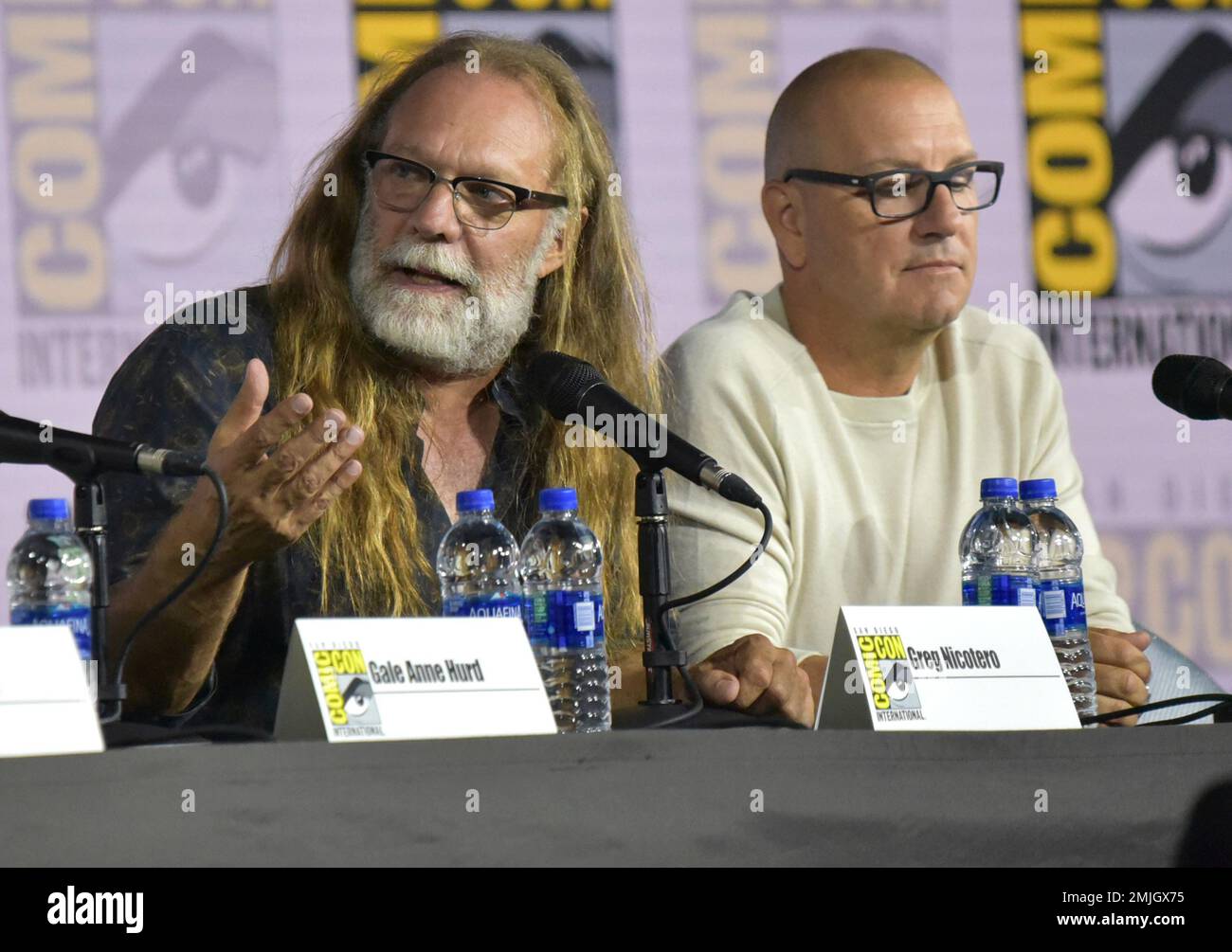 Greg Nicotero, left, and Michael Satrazemis participate in a "Fear The ...