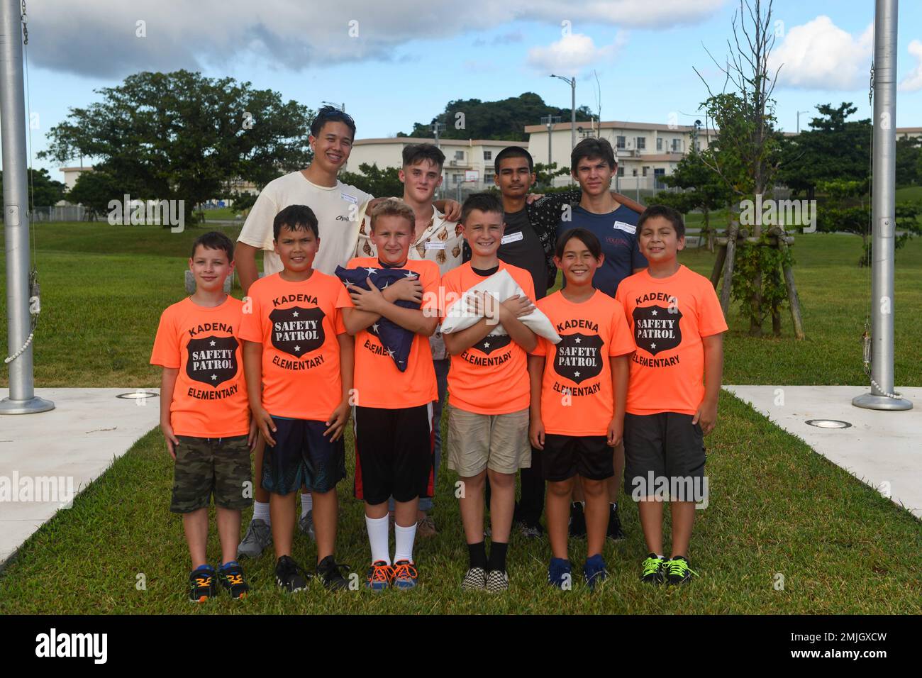 Junior ROTC cadets pose with Kadena Elementary School Safety Patrol ...
