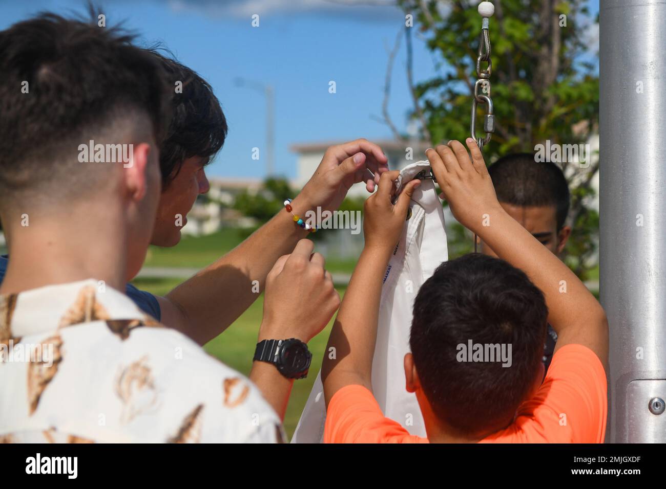 Junior ROTC cadets help a Kadena Elementary School Safety Patrol ...