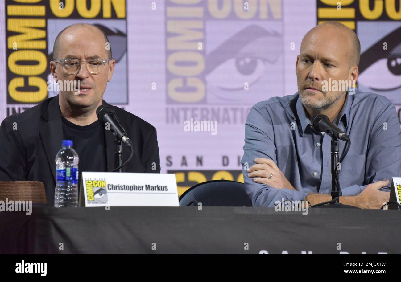 Christopher Markus, left, and Stephen McFeely participate in the ...