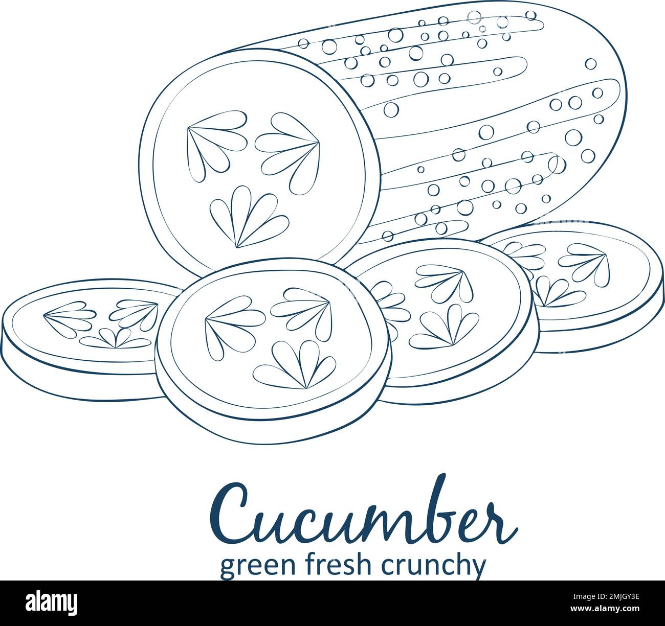 Cucumber. Cartoon vector food black and white icons Stock Vector Image ...