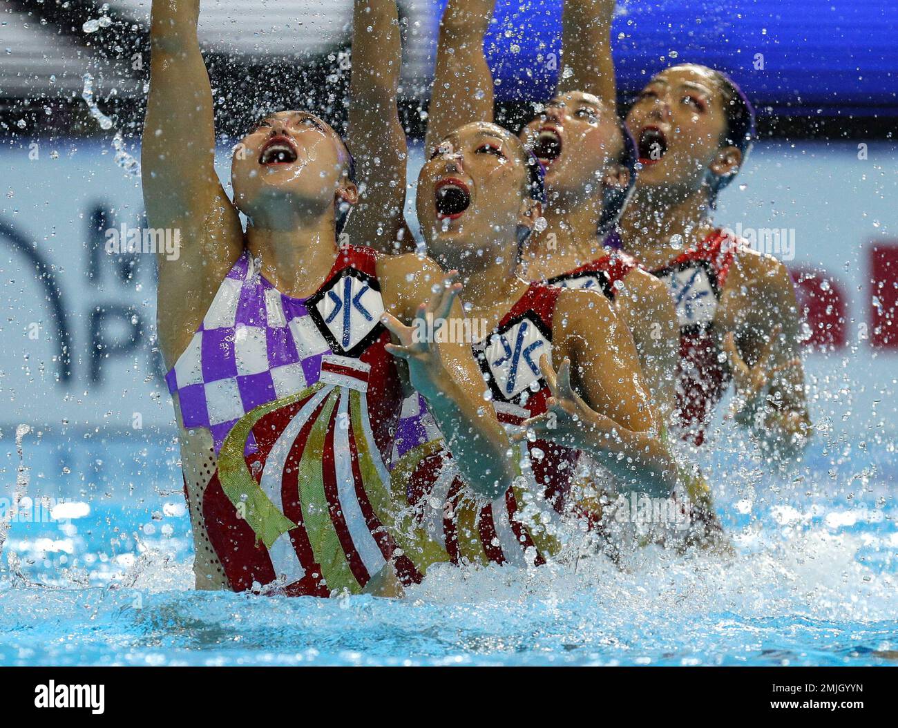 Japan perform their routine during the artistic swimming team free ...