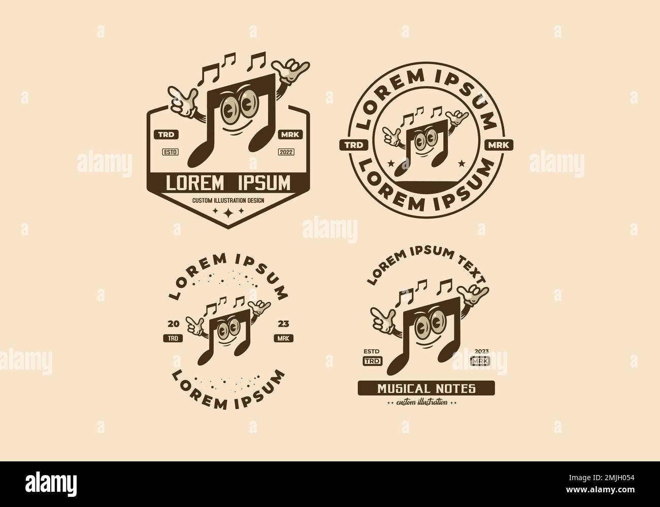 Music notes character mascot illustration badge design Stock Vector ...