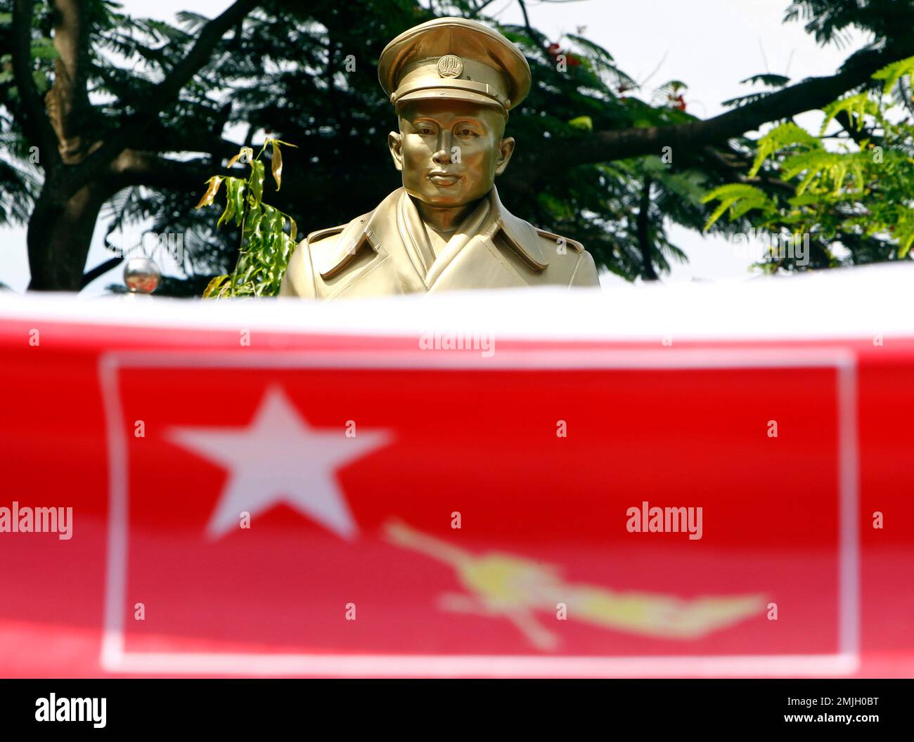 The statue of national hero Gen. Aung San is seen at his tomb during a ...