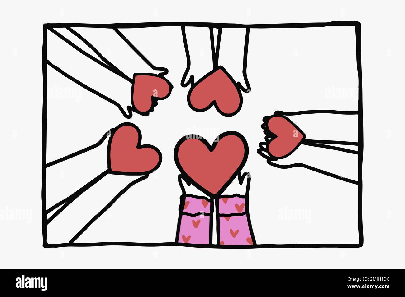 Charity doodle vector hands sharing hearts Stock Vector Image & Art - Alamy