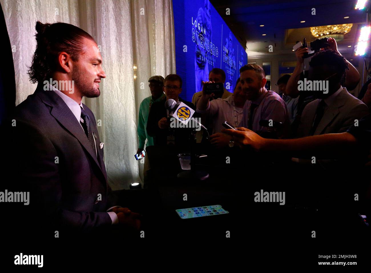 Kentucky linebacker Kash Daniel speaks to reporters during the NCAA ...