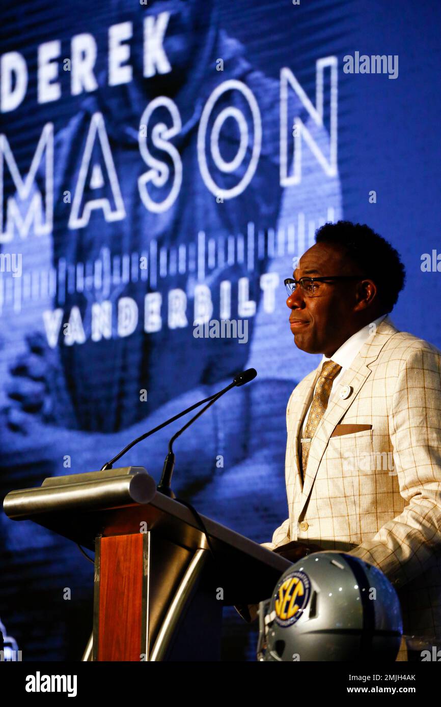 Vanderbilt head coach Derek Mason speaks to reporters during the NCAA ...