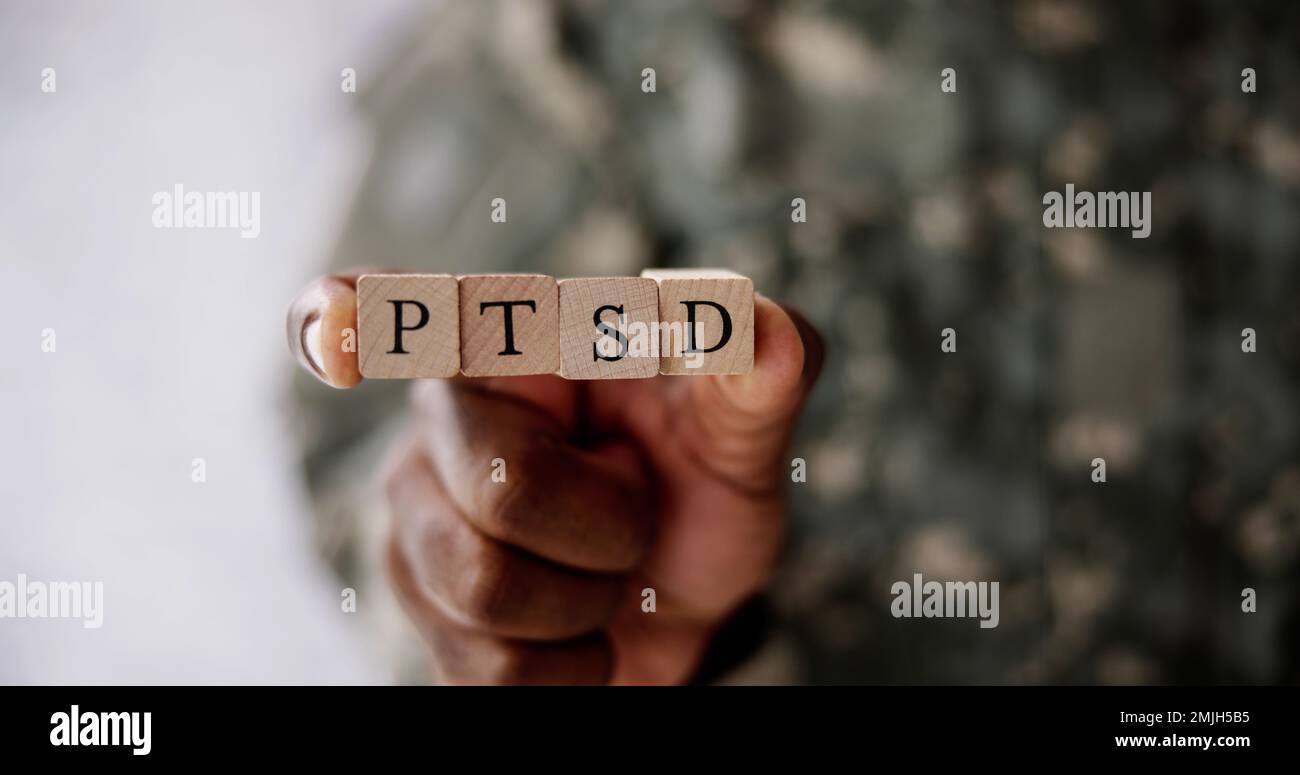 Army Military Soldier With PTSD Trauma Text Stock Photo - Alamy