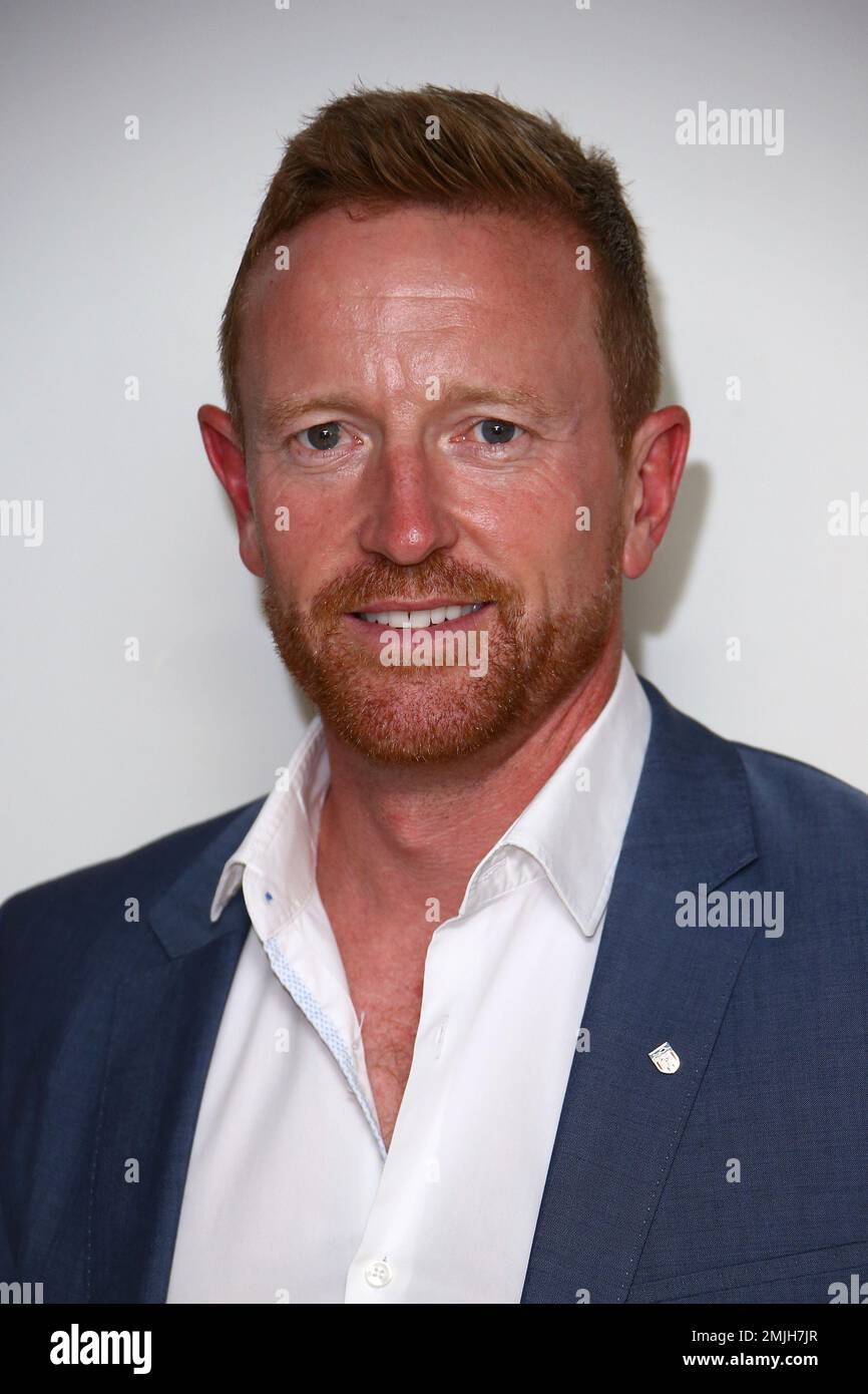 Former cricketer Paul Collingwood poses for photographers upon arrival ...