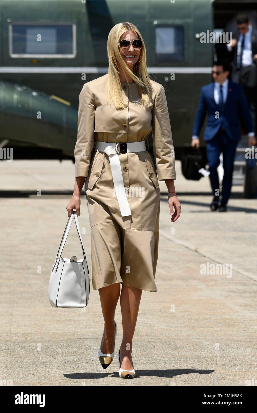 Ivanka walks off of Marine One as she heads to Air Force One at Andrews ...