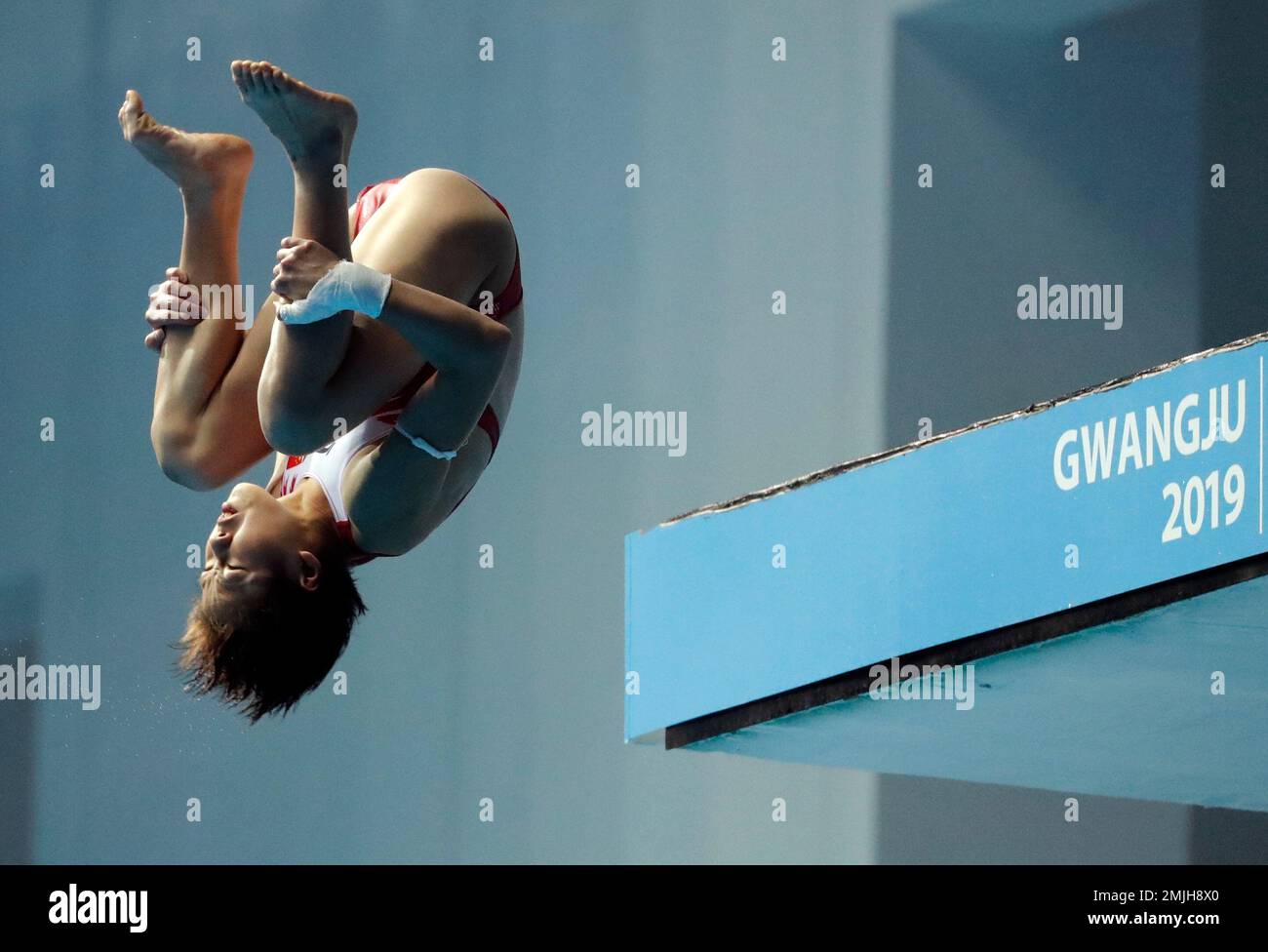 China's Lu Wei performs in the women's 10m platform diving final at the World Swimming ...