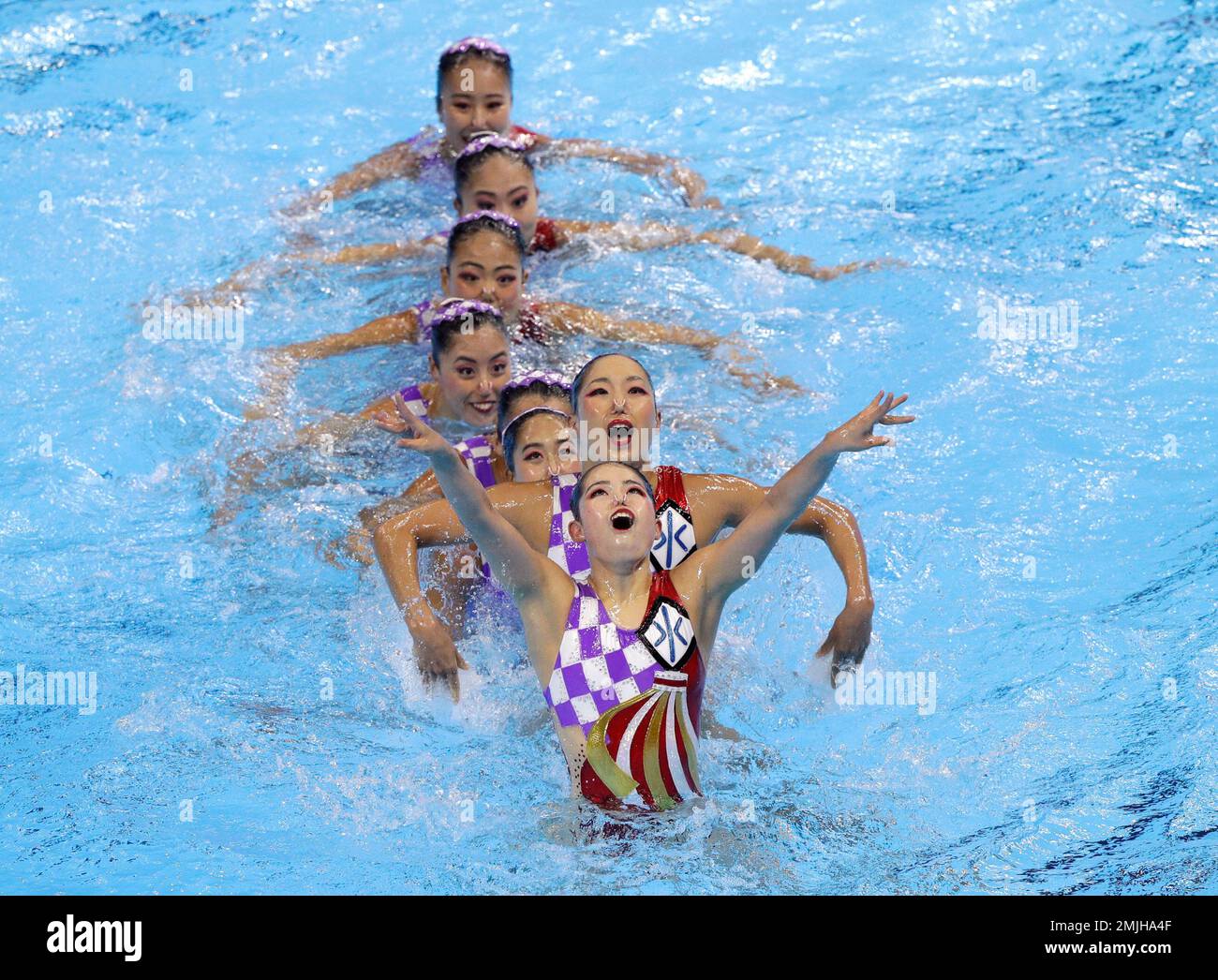 Japan perform their routine in the artistic swimming team free ...