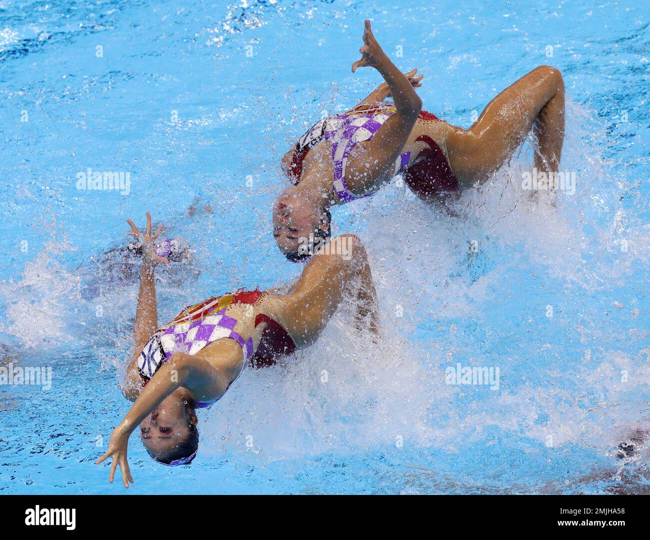 Japan perform their routine in the artistic swimming team free ...