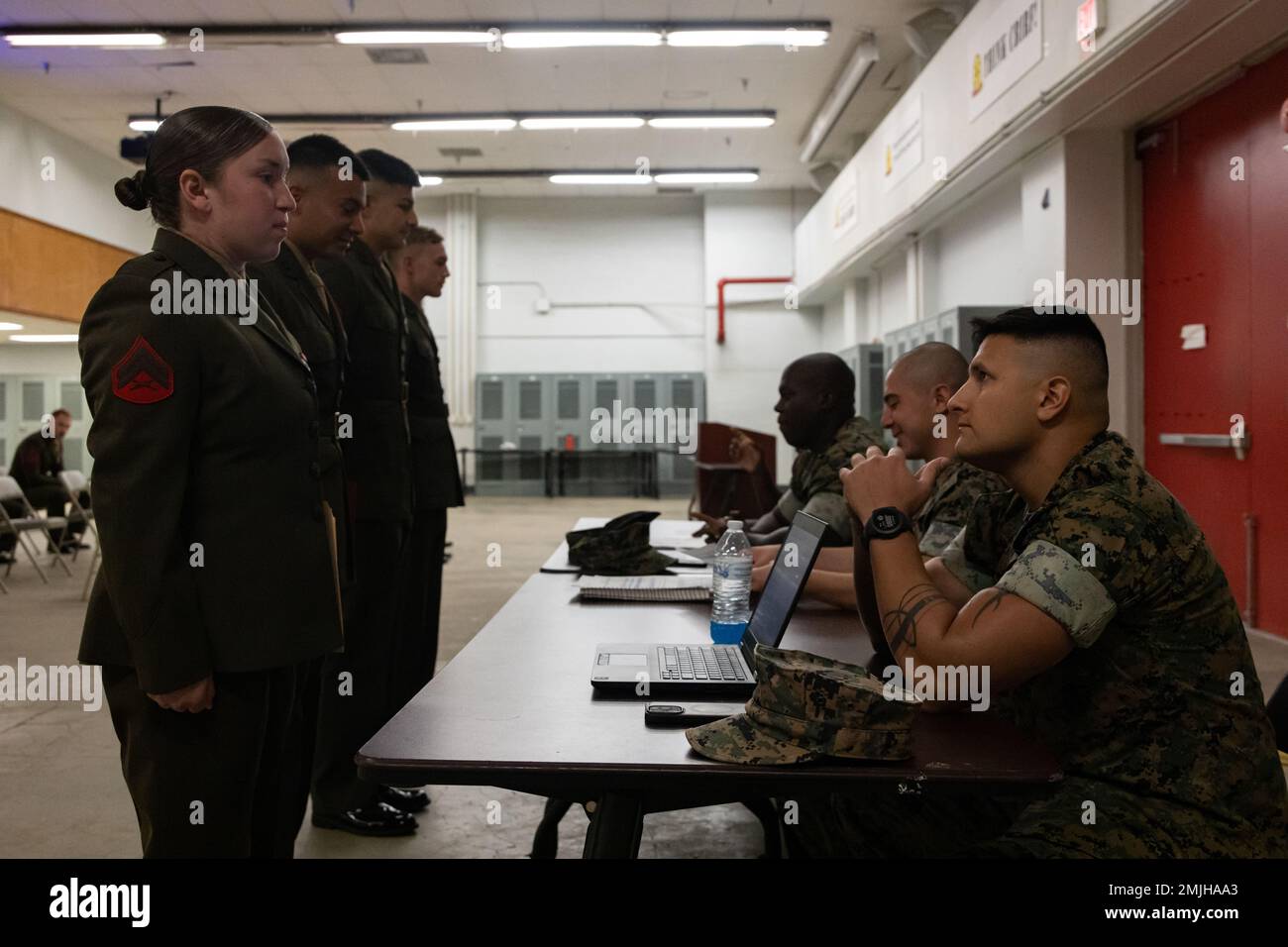 U.S. Marines with Chemical Biological Incident Response Force, check-in ...