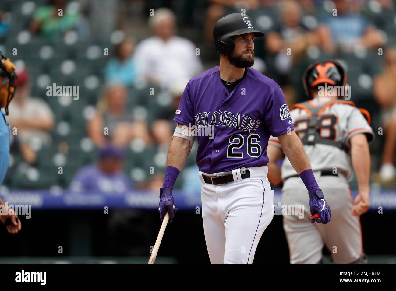 Colorado Rockies left fielder David Dahl (26) in the sixth inning of a ...