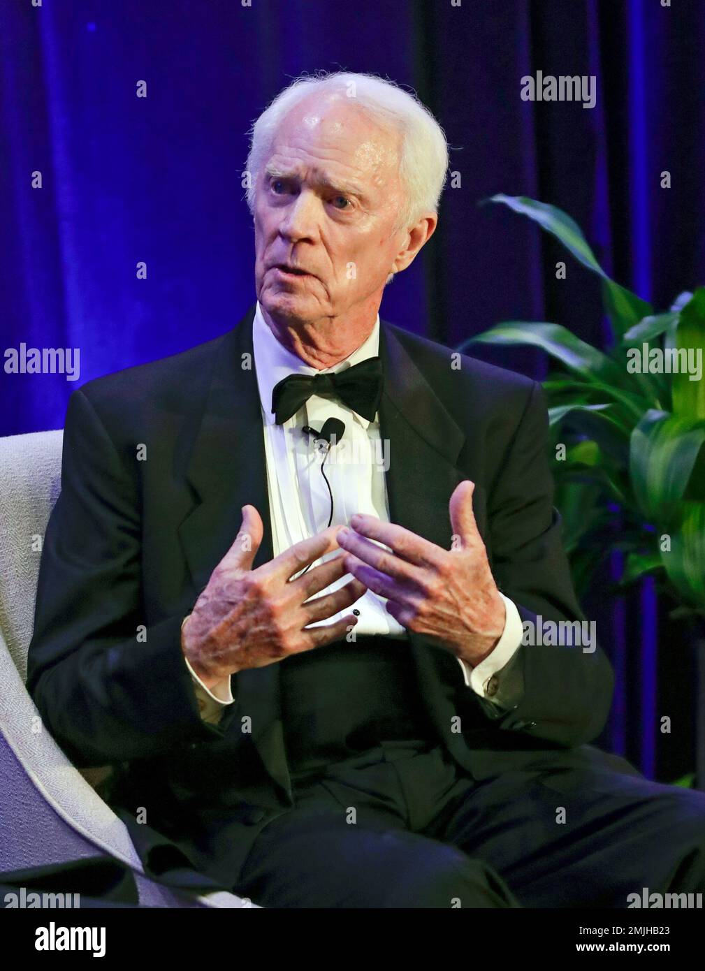 Apollo 9 astronaut Rusty Schweickart, speaks during a news conference ...