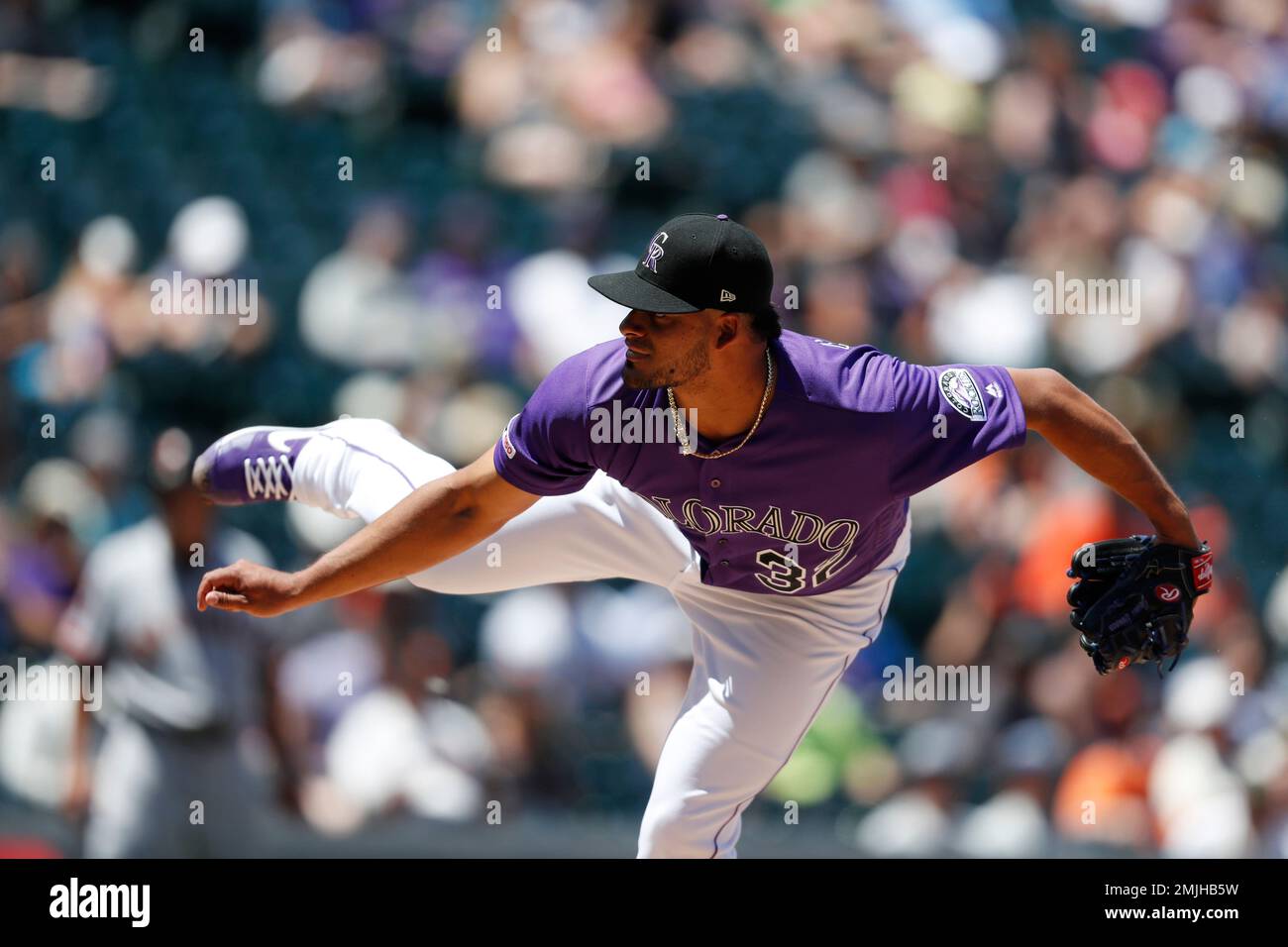 Colorado Rockies relief pitcher Jesus Tinoco (32) in the third inning ...