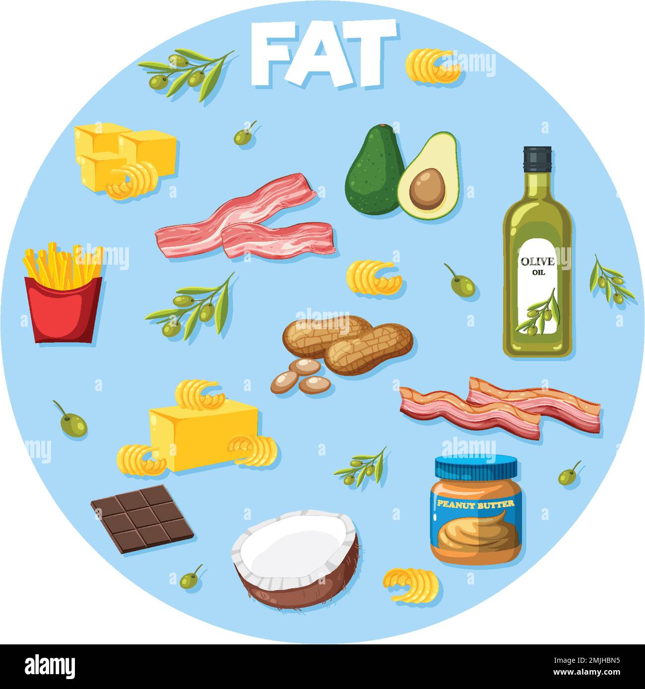 Variety of fat foods illustration Stock Vector Image & Art - Alamy