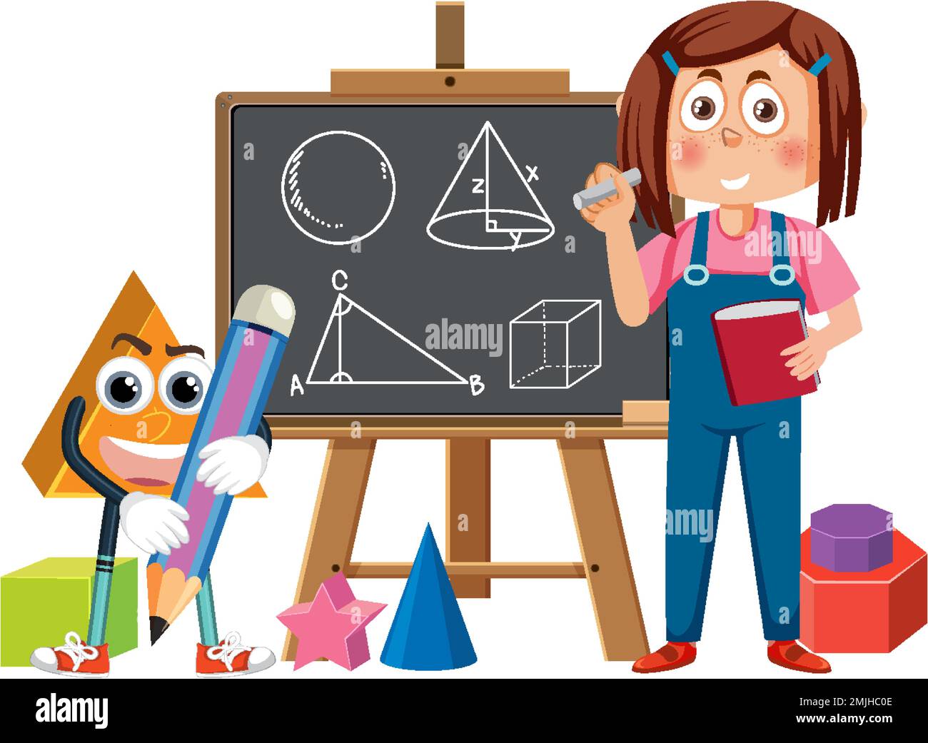 Kid with math equation on blackboard illustration Stock Vector Image ...