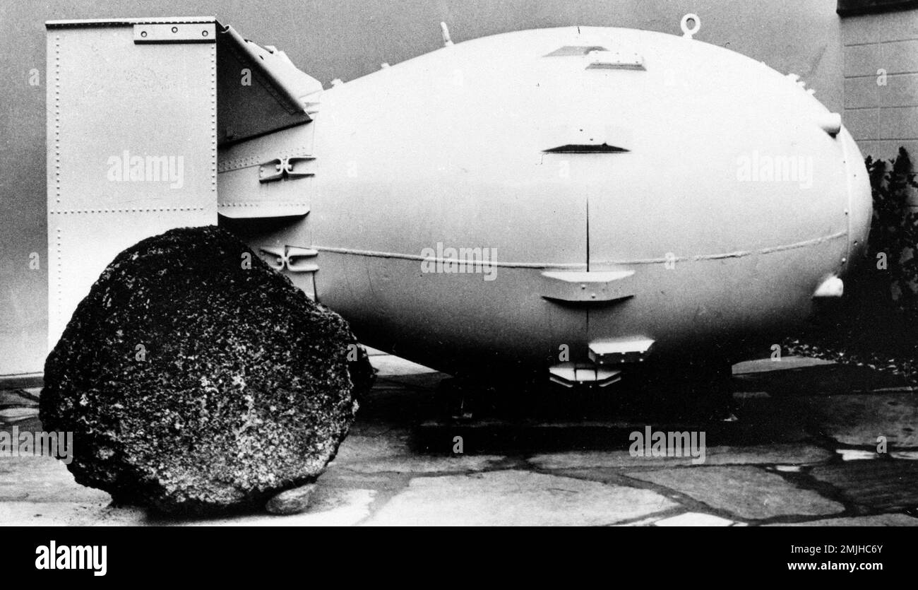 FILE - This Oct. 15, 1965, file photo shows a "Fat Man" nuclear bomb of ...