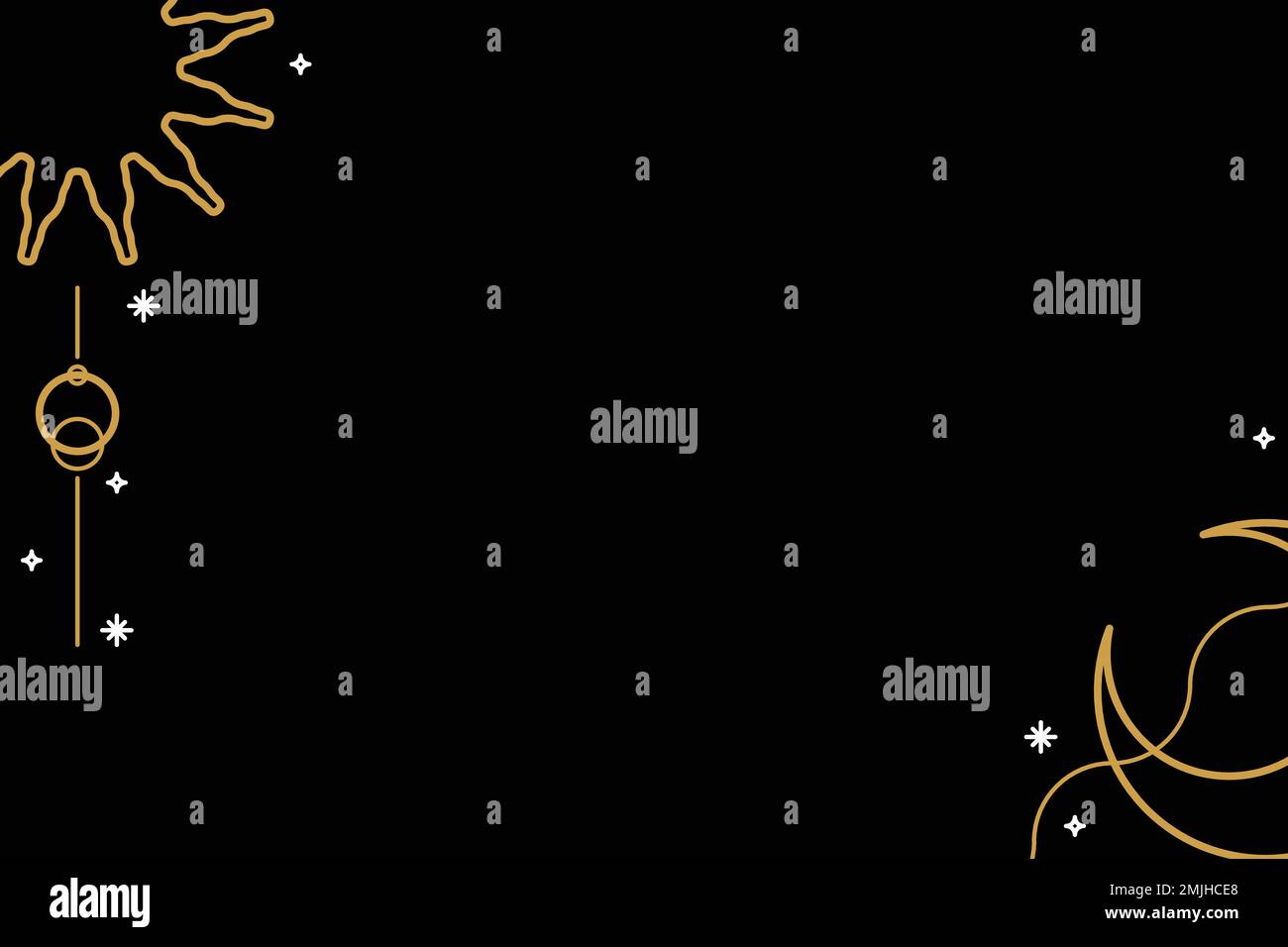 Gold moon and sun border on a black background vector Stock Vector ...