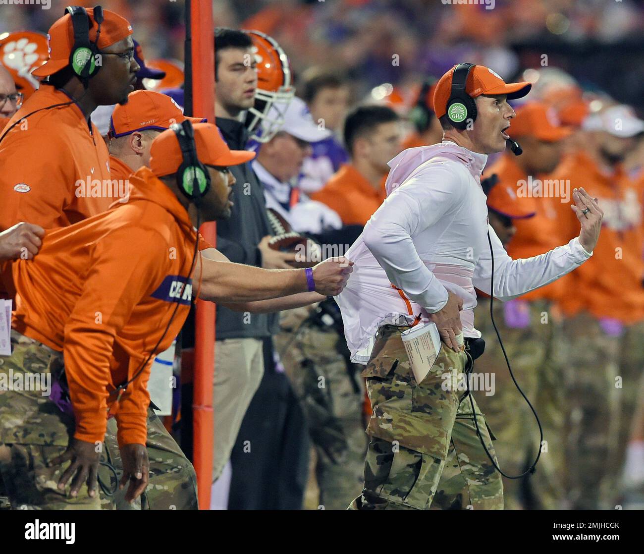 FILE - In this Nov. 17, 2018, file photo, Clemson defensive coach Brent ...