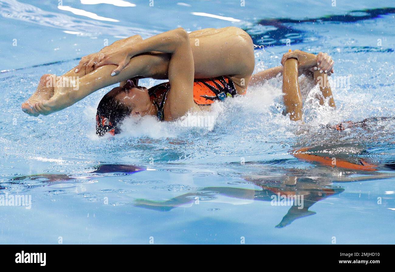 Greece perform their routine in the artistic swimming team technical ... Greece perform their routine in the artistic swimming team technical ...