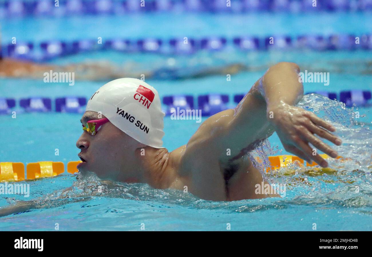 China's Sun Yang swims during a training session ahead of swimming ...