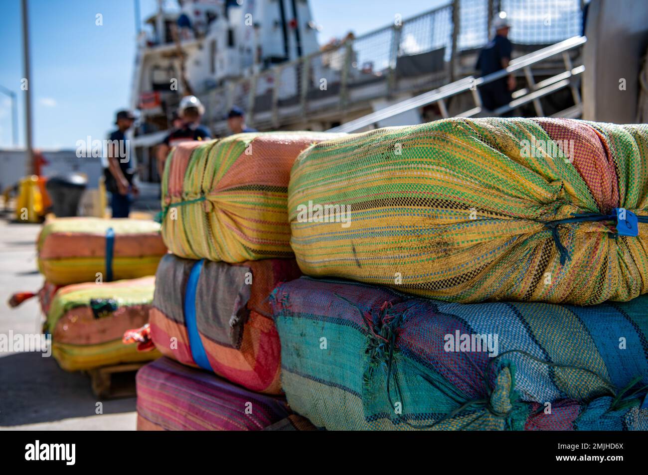 Bales of marijuana, worth an estimated $3 million, rest on pallets, Aug ...