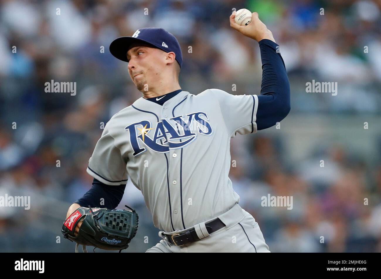 Tampa Bay Rays starting pitcher Blake Snell winds up during the first ...