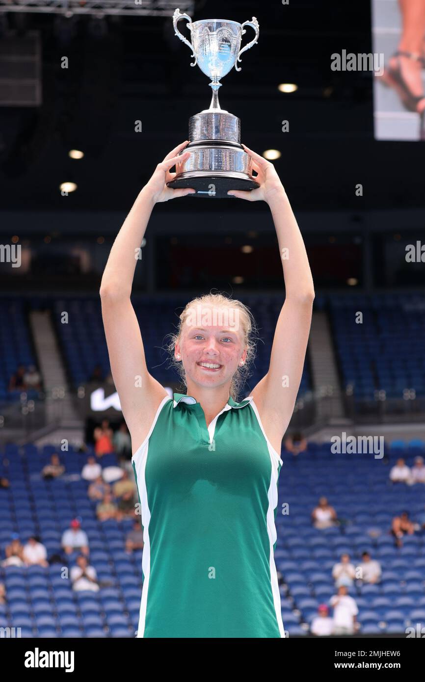 Melbourne, Australia. 28th Jan, 2023. Alina Korneeva with her Champions ...