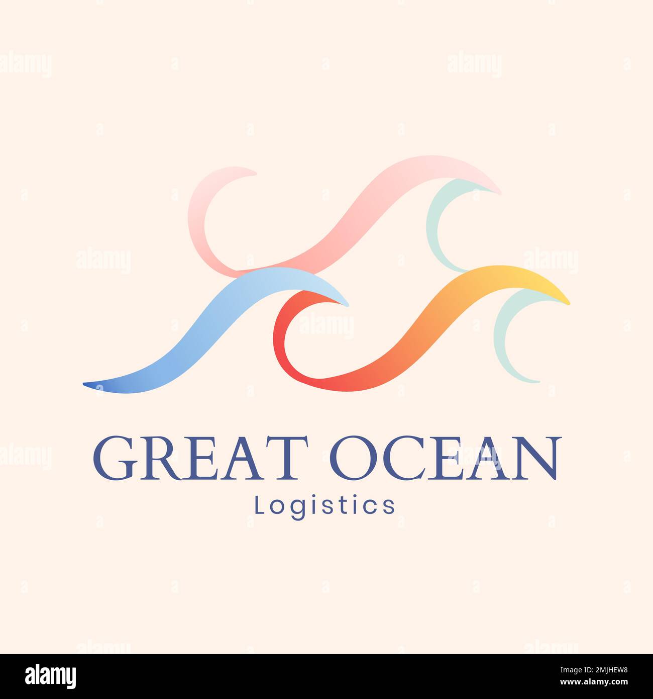 Ocean wave logo template, water business, animated graphic vector Stock ...