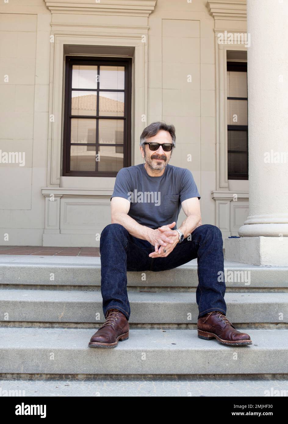 This June 11, 2019 photo shows actor, comedian and podcaster Marc Maron ...