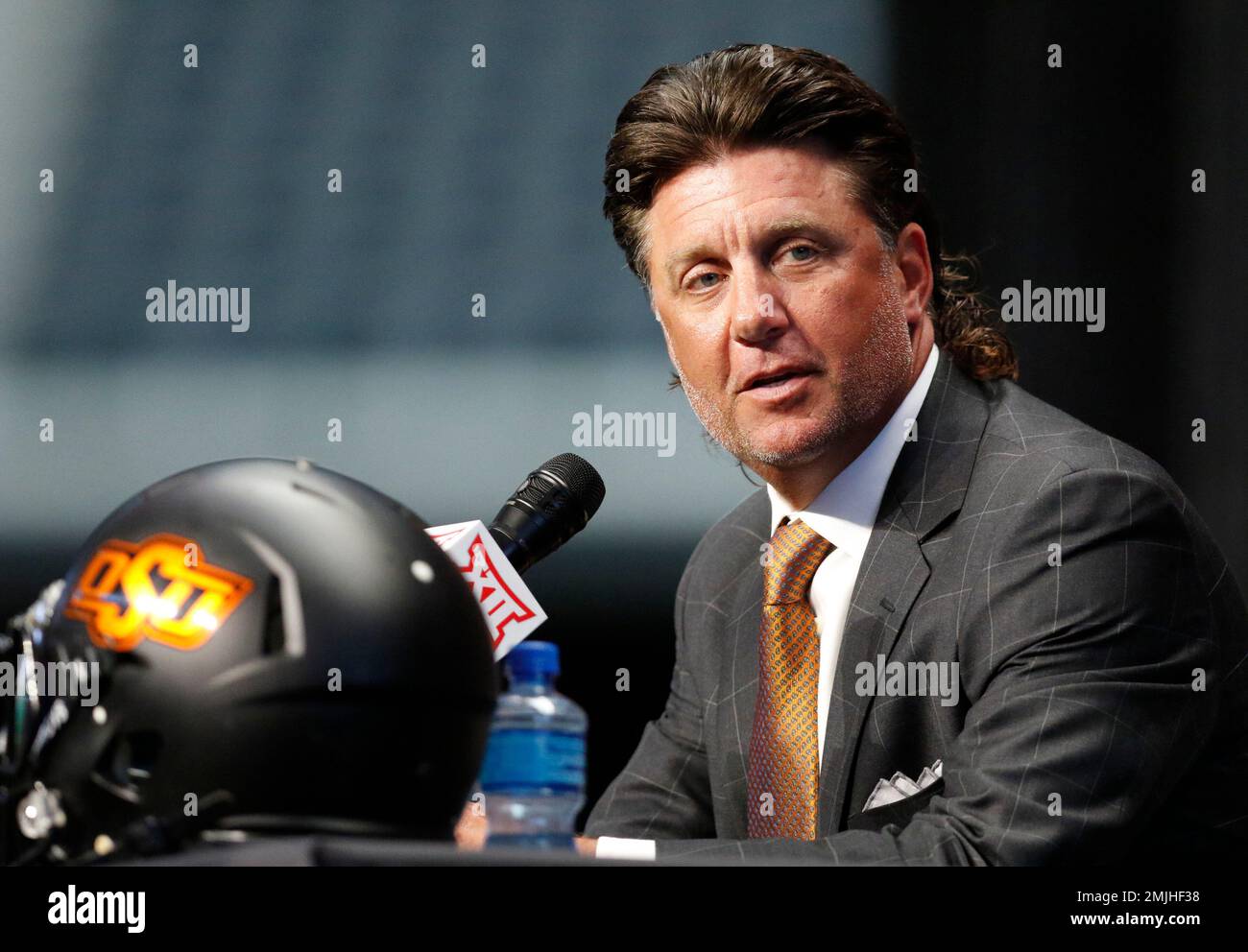 Oklahoma State head coach Mike Gundy speaks on the first day of Big 12 ...
