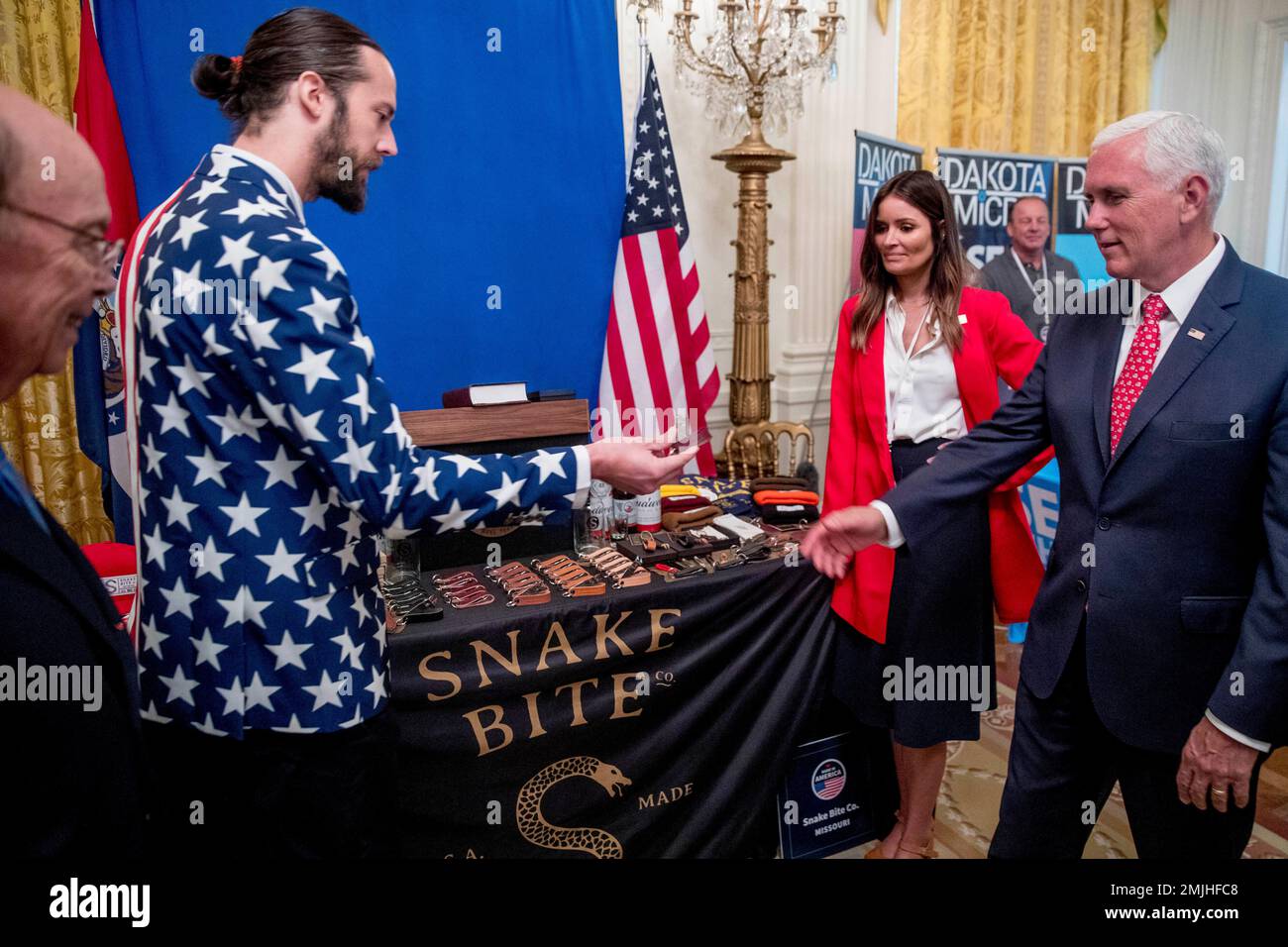 Vice President Mike Pence speaks with company representatives Snake ...