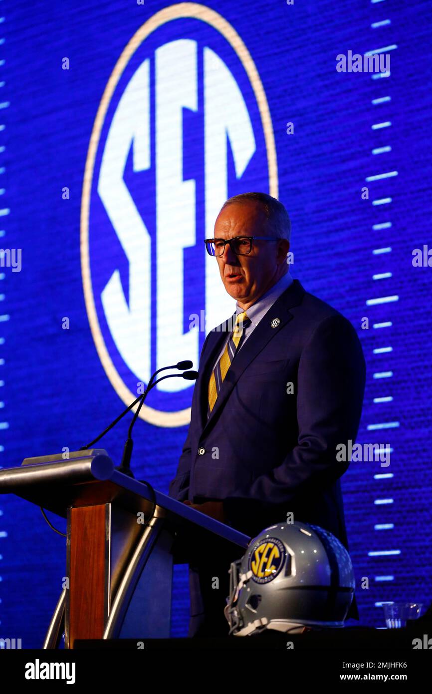 Southeastern Conference commissioner Greg Sankey speaks during the NCAA ...