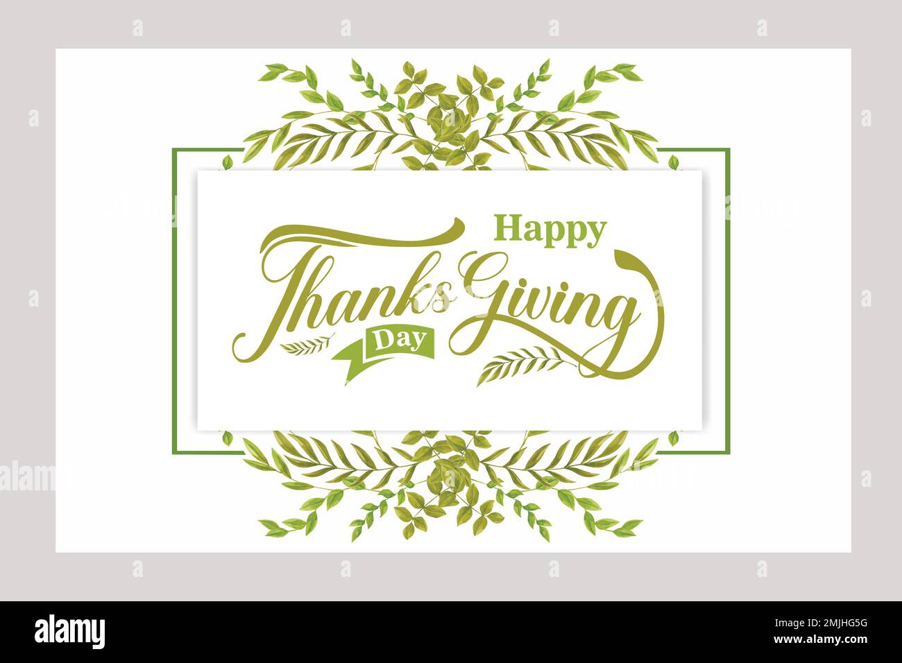 Happy thanksgiving day with autumn leaves. Hand drawn text lettering ...