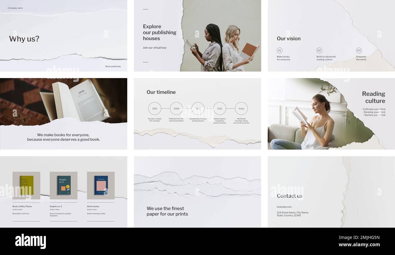 Minimal publishing house template vector ripped paper craft business ...