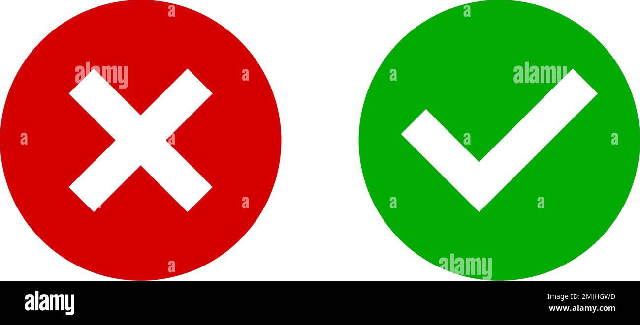 Yes and No or Right and Wrong or Approved and Declined Icons with Check ...
