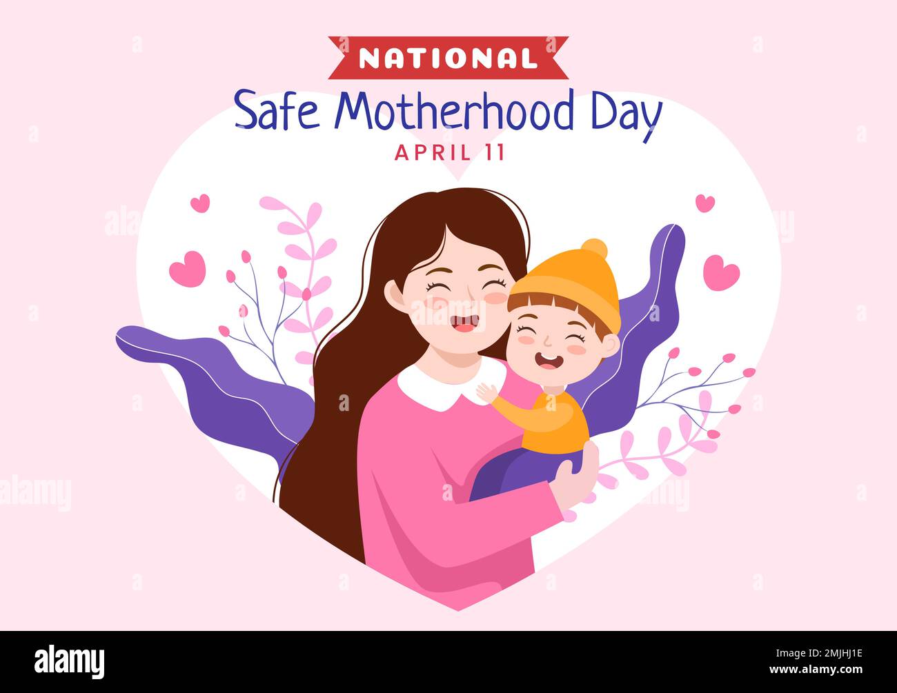 National Safe Motherhood Day on April 1 Illustration with pregnant ...