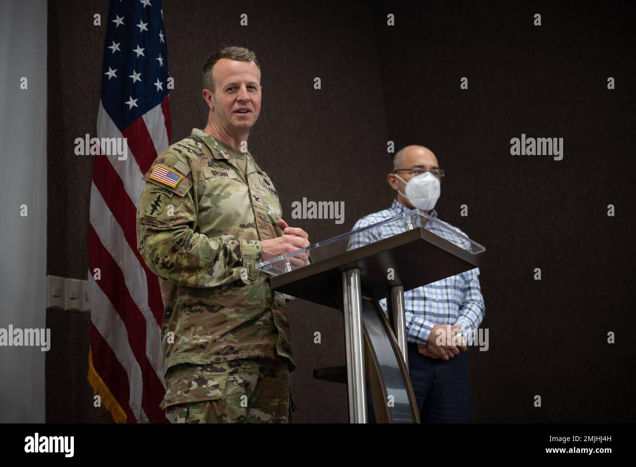 U.S. Army Col. Phillip B. Brown, (left), commander of Joint Task Force ...