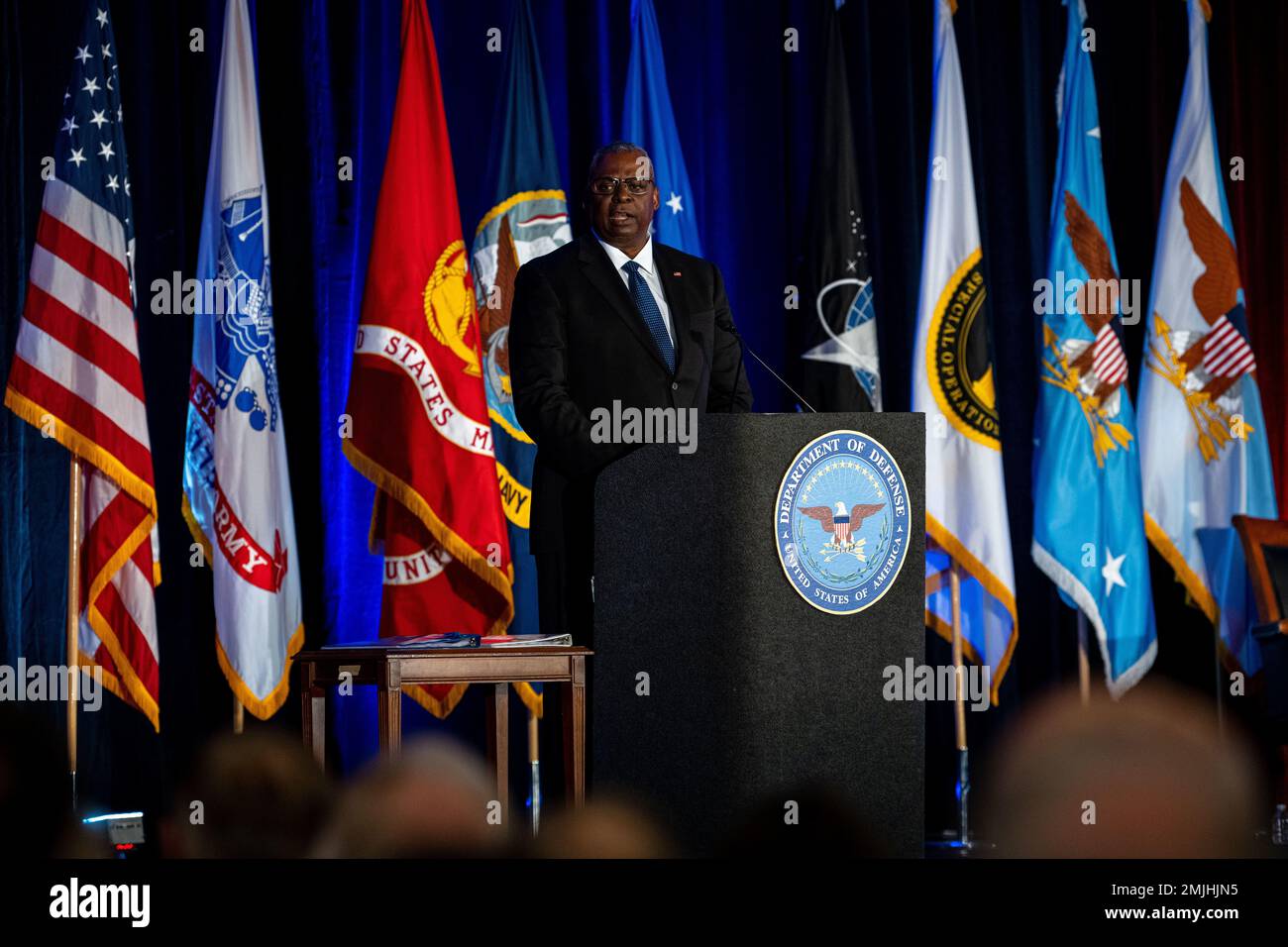 Secretary of Defense Lloyd J. Austin speaks during a U.S. Special ...