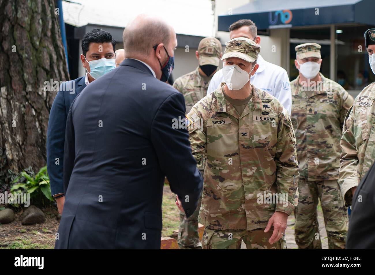 U.S. Army Col. Phil Brown, right, the Joint Task Force-Bravo commander ...