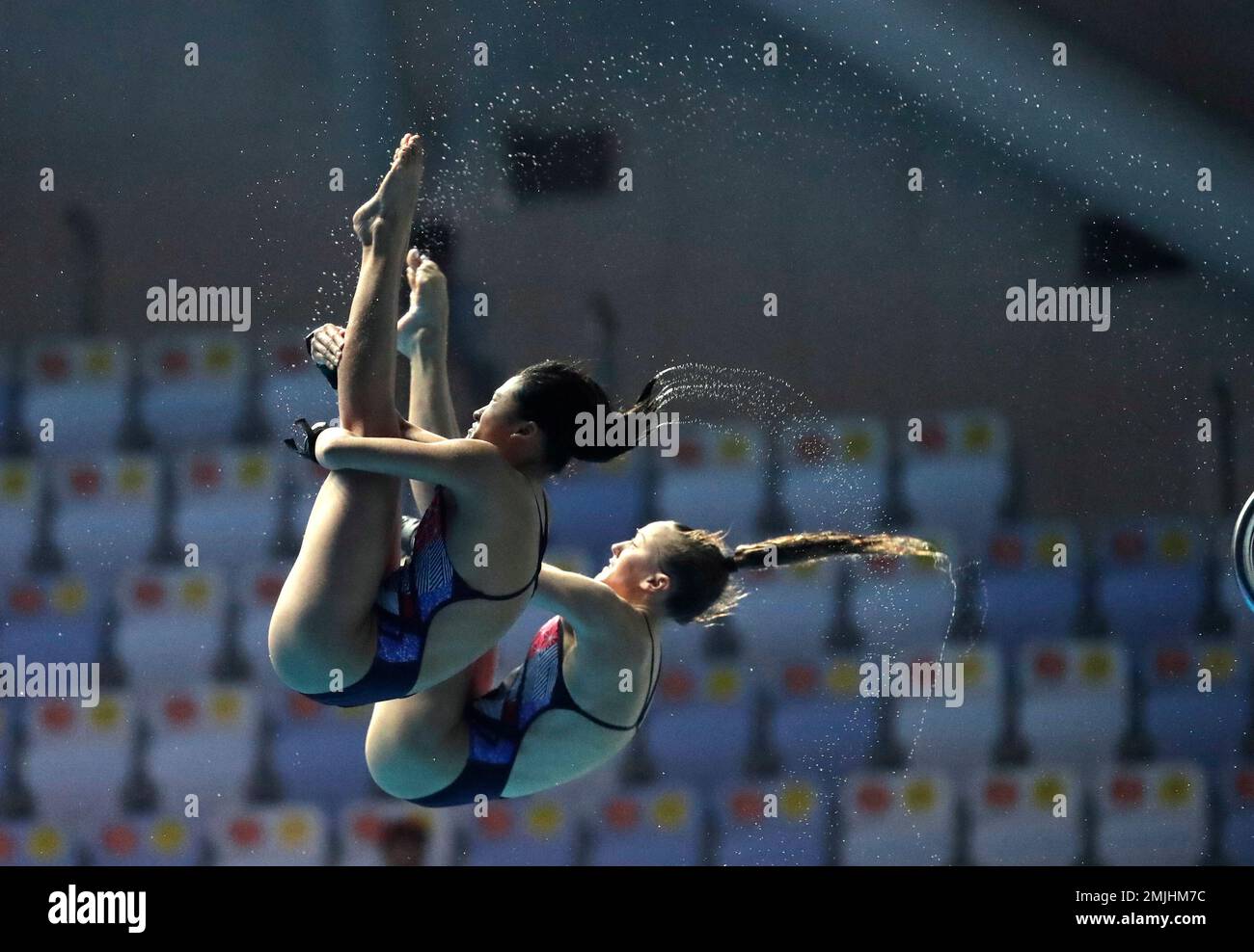 Britain's Eden Cheng and Lois Toulson compete in the 10m platform women ...