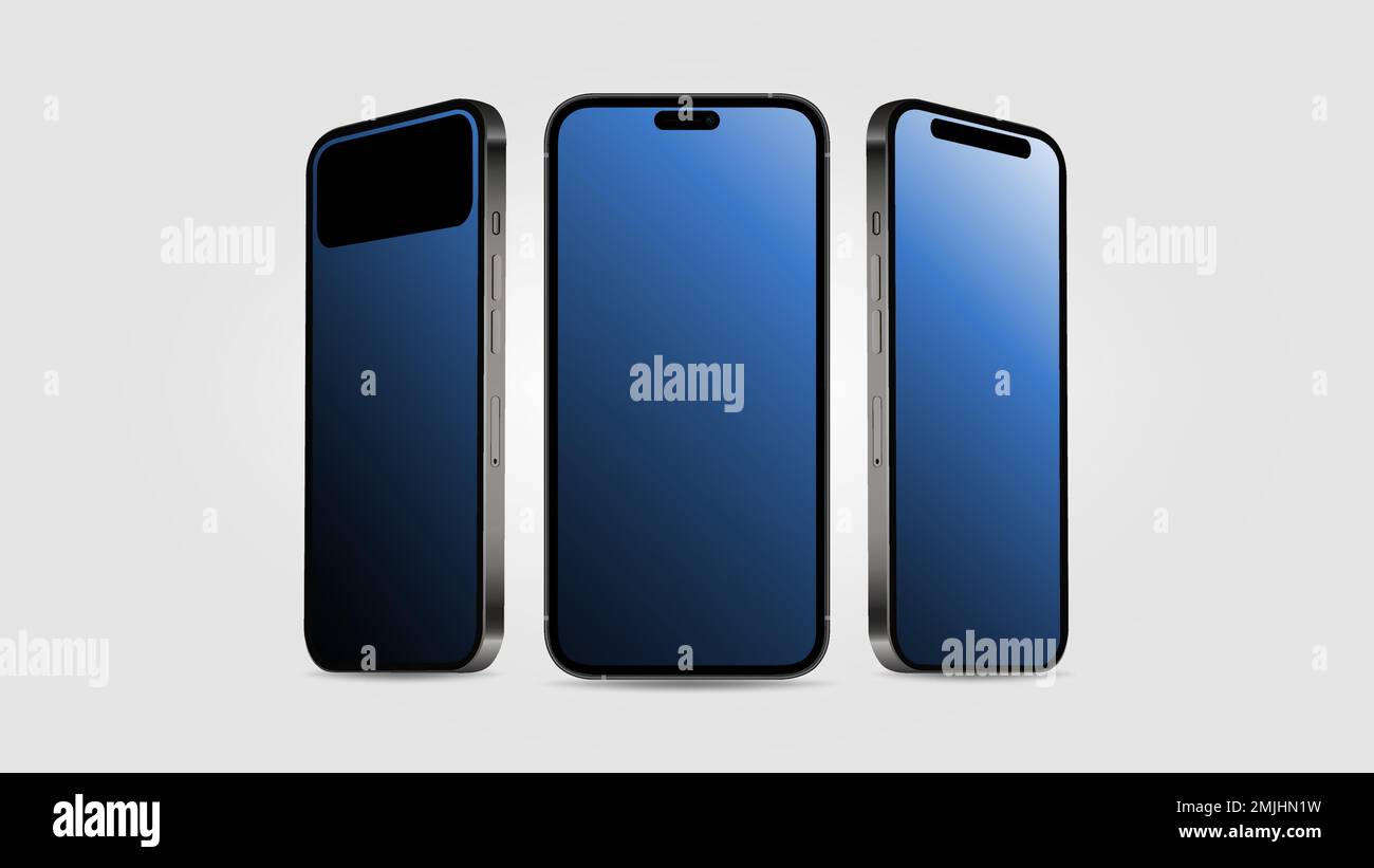 Smartphone 14 Mockup in Different Angles with Editable Screen. Vector ...