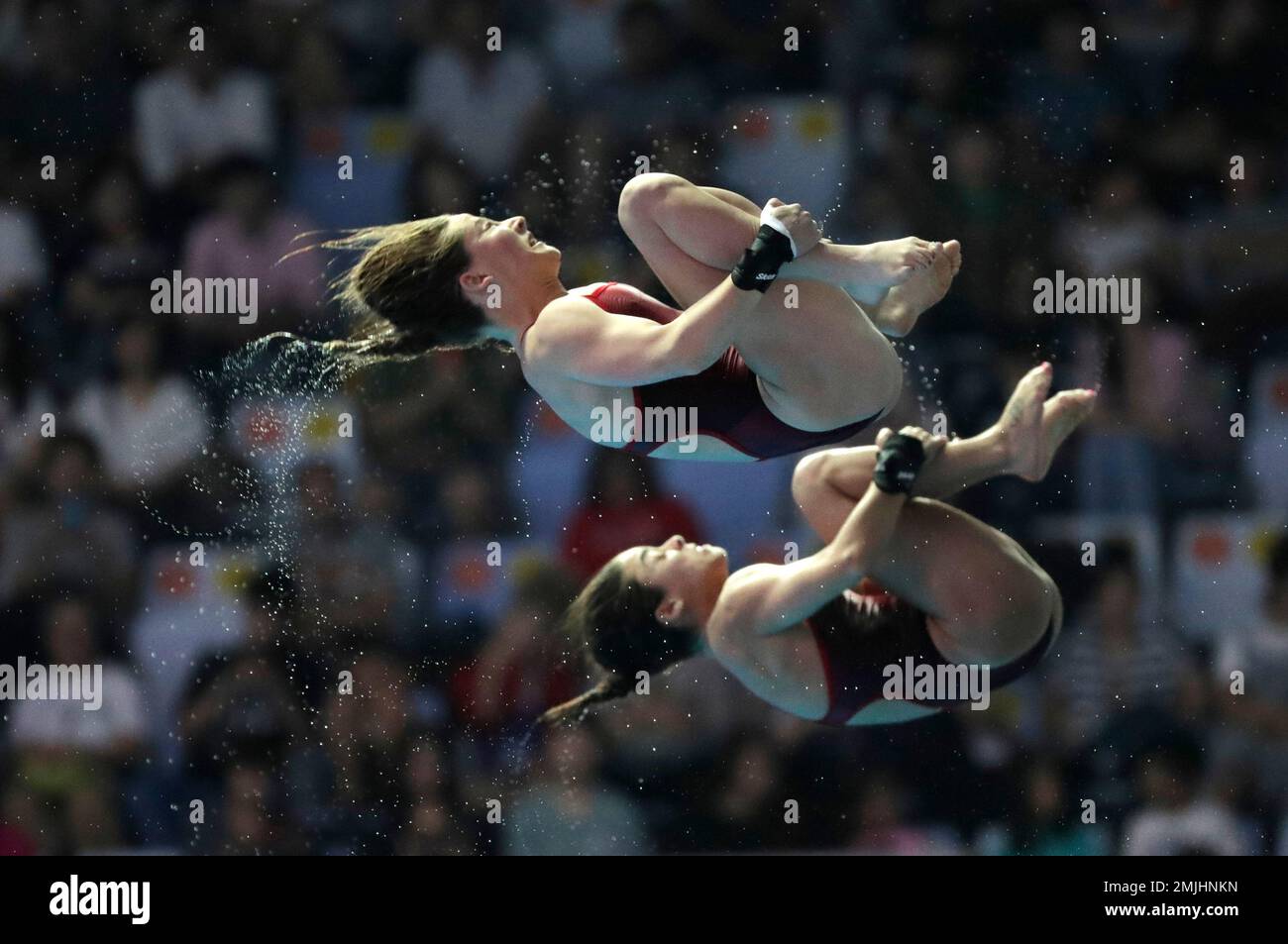 Canada's Meaghan Benfeito and Caeli Mckay compete during the women's ...