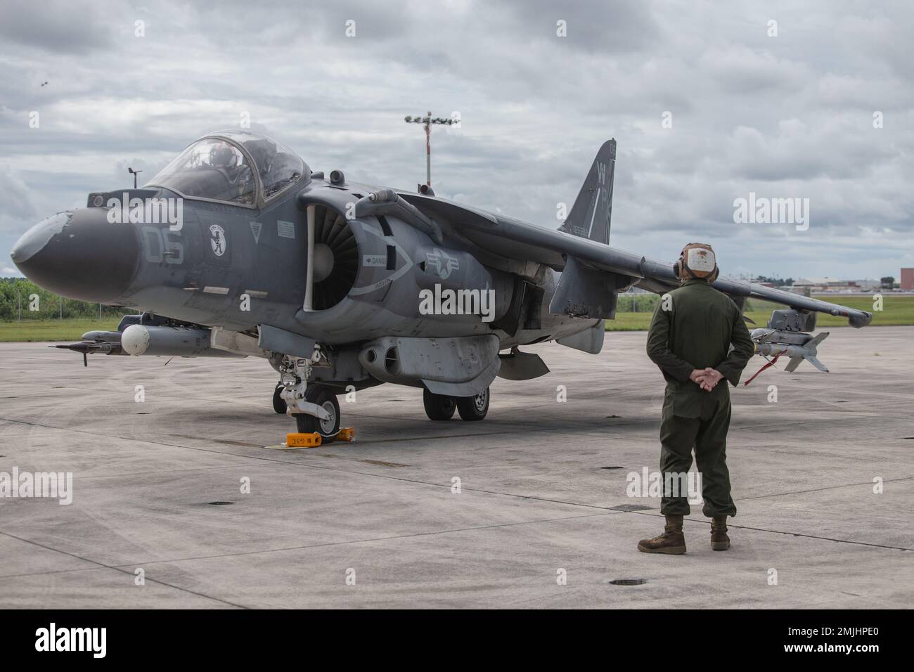 U.S. Marines with Marine Attack Squadron (VMA) 223 prepare an AV-B ...